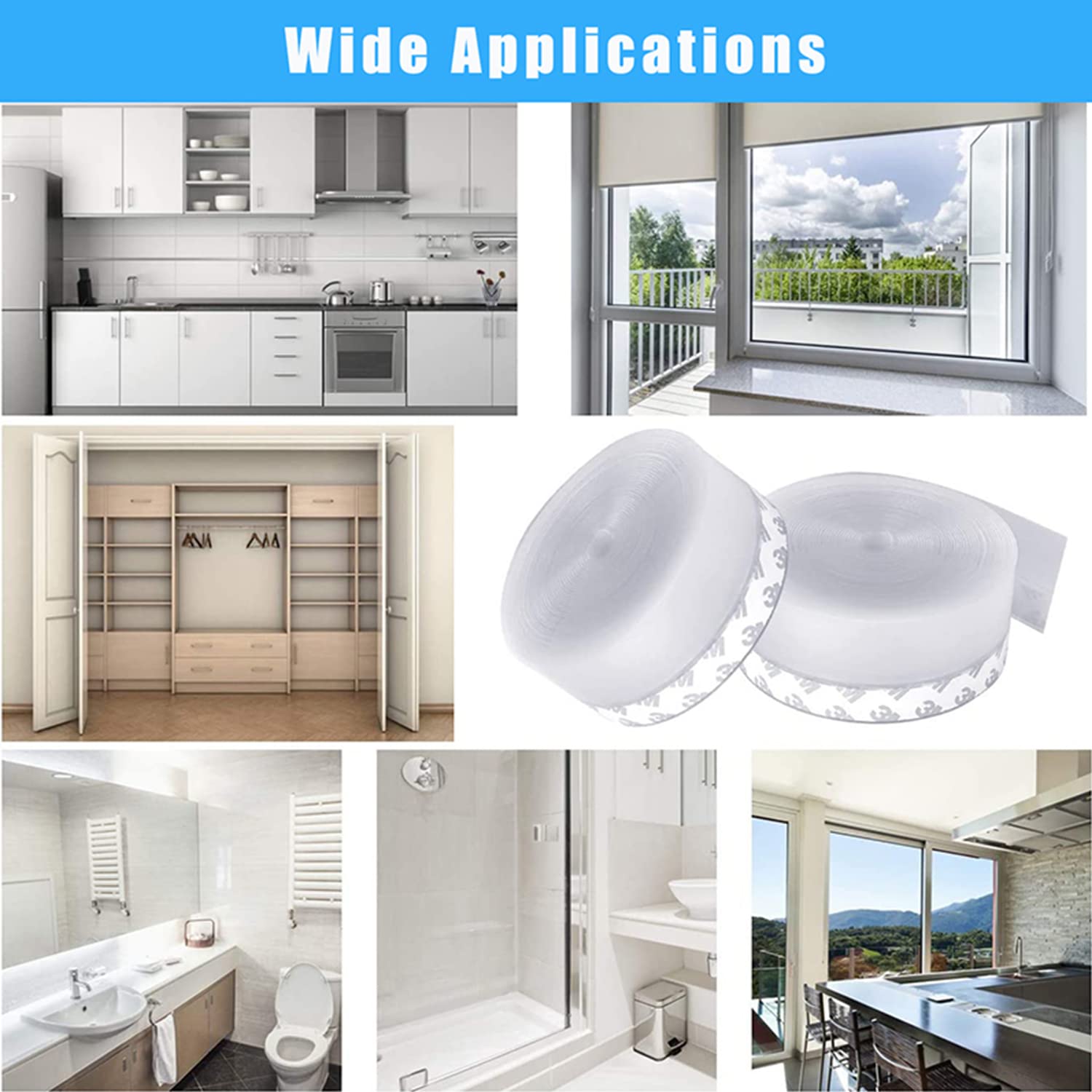 Weather Stripping Door Seal Strip, Ablink Adhesive Door Sealing Strip for Doors and Windows Gaps, Silicone Door Sealing Sticker Door Draft Stopper, 25mm