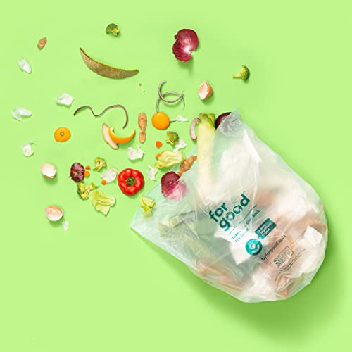 for: good Compostable 3 Gallon Food Scrap Bags – Biodegradable Compost Bin Liner – Extra Strong, Tear and Leak Resistant Food Waste Bags, 25 Count, None