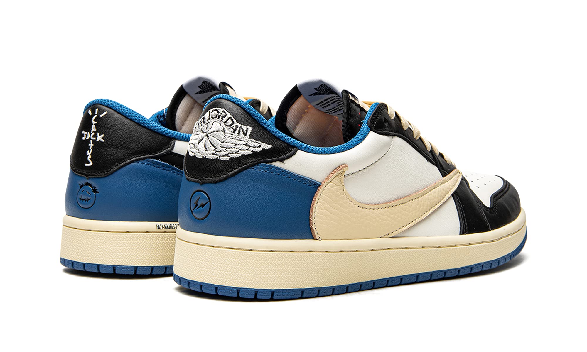 Nike Men's Air Jordan 1 Low OG Sp Travis Scott X Fragment, Sail/Black/Military Blue/Shy P, 7.5