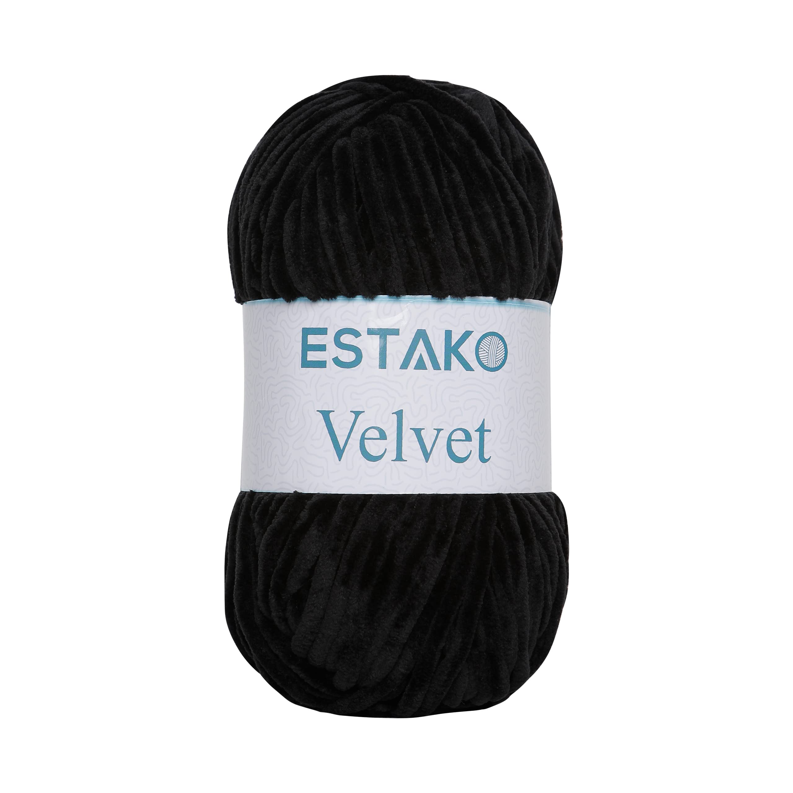 Estako Velvet Chenille Blanket amigurumi Yarn for Crocheting and Knitting Super Bulky 100 gr (132 yds) (1810 - Black)
