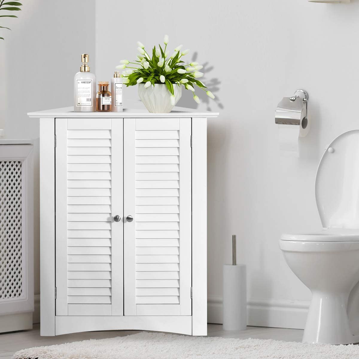 HW66192 Corner Cabinet, White