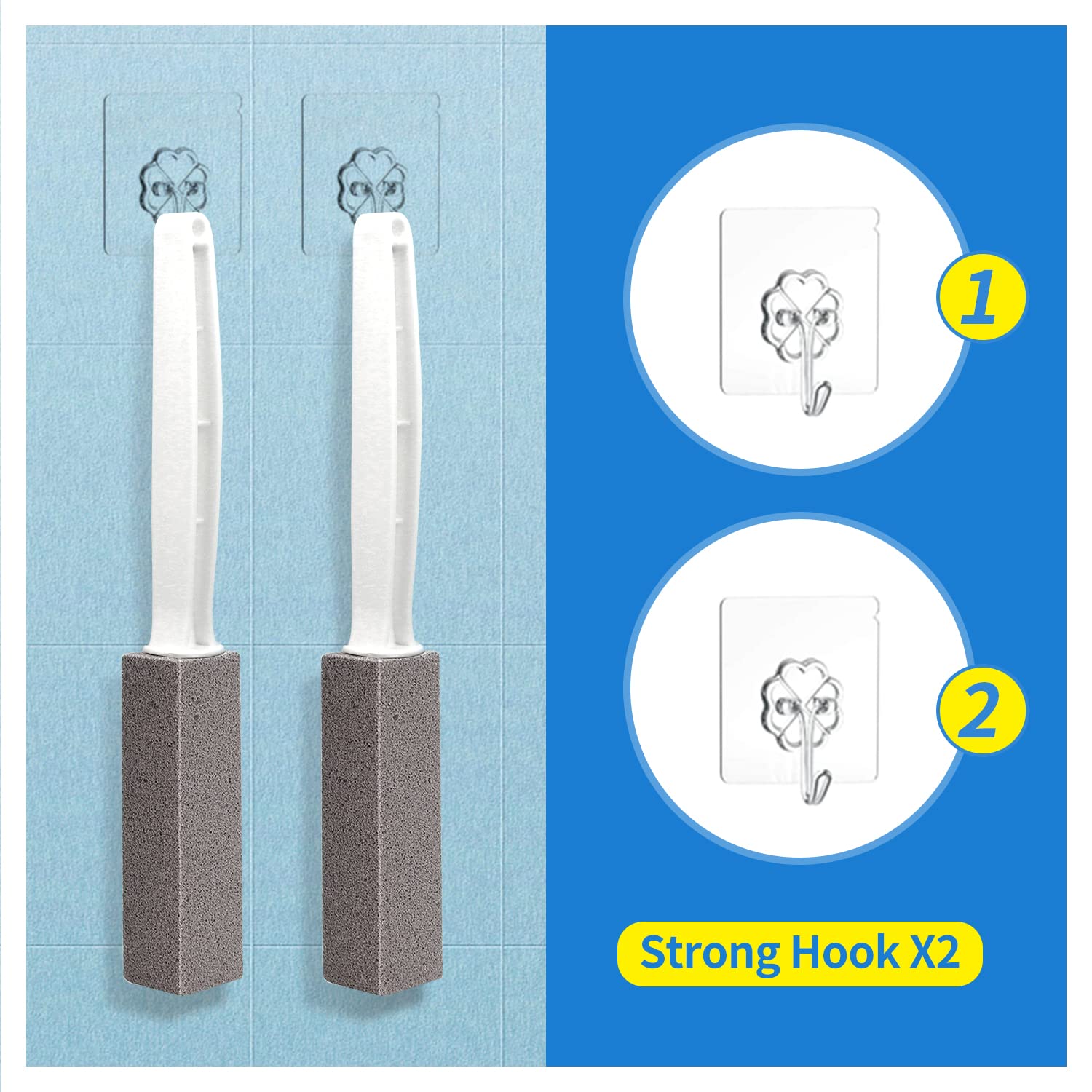Toilet Pumice Stone Cleaning with Handle Extra Long, Pumice Stone Toilet Bowl Cleaner Brush, Remove Stains, Hard Water Ring/Limescale/Rust/Iron