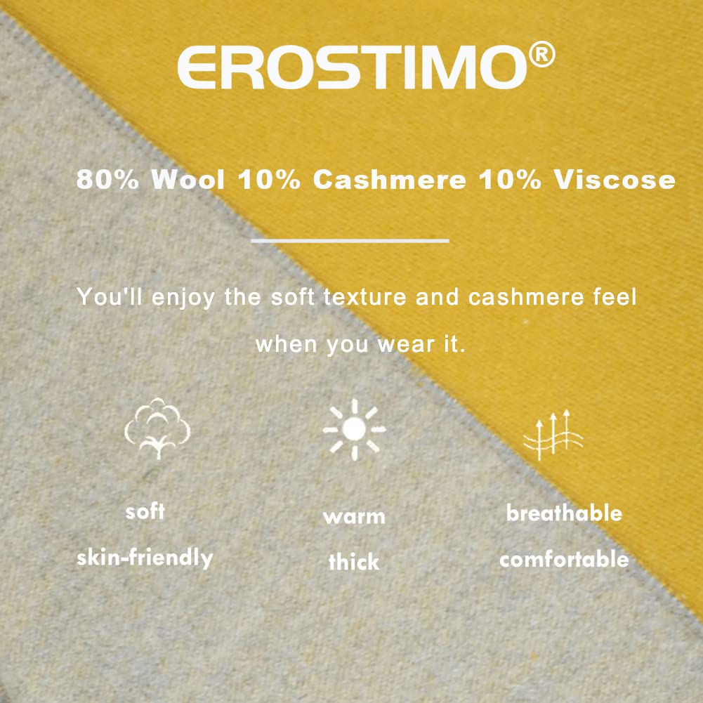 Scarf Cashmere Double-Sided Wrap Shawl Stole for Women Winter Large Men Solid Lambswool Scarf with Gift Bag Christmas Gifts (Yellow light gray)