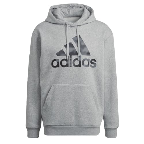 adidas Men's Essentials Camouflage Printed French Terry Hoodie, Medium Grey Heather, Small