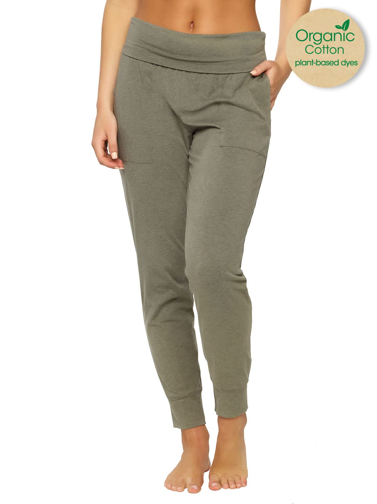 Felina | Organic Cotton Stretch Fold-Waist Joggers (Slate, Small)