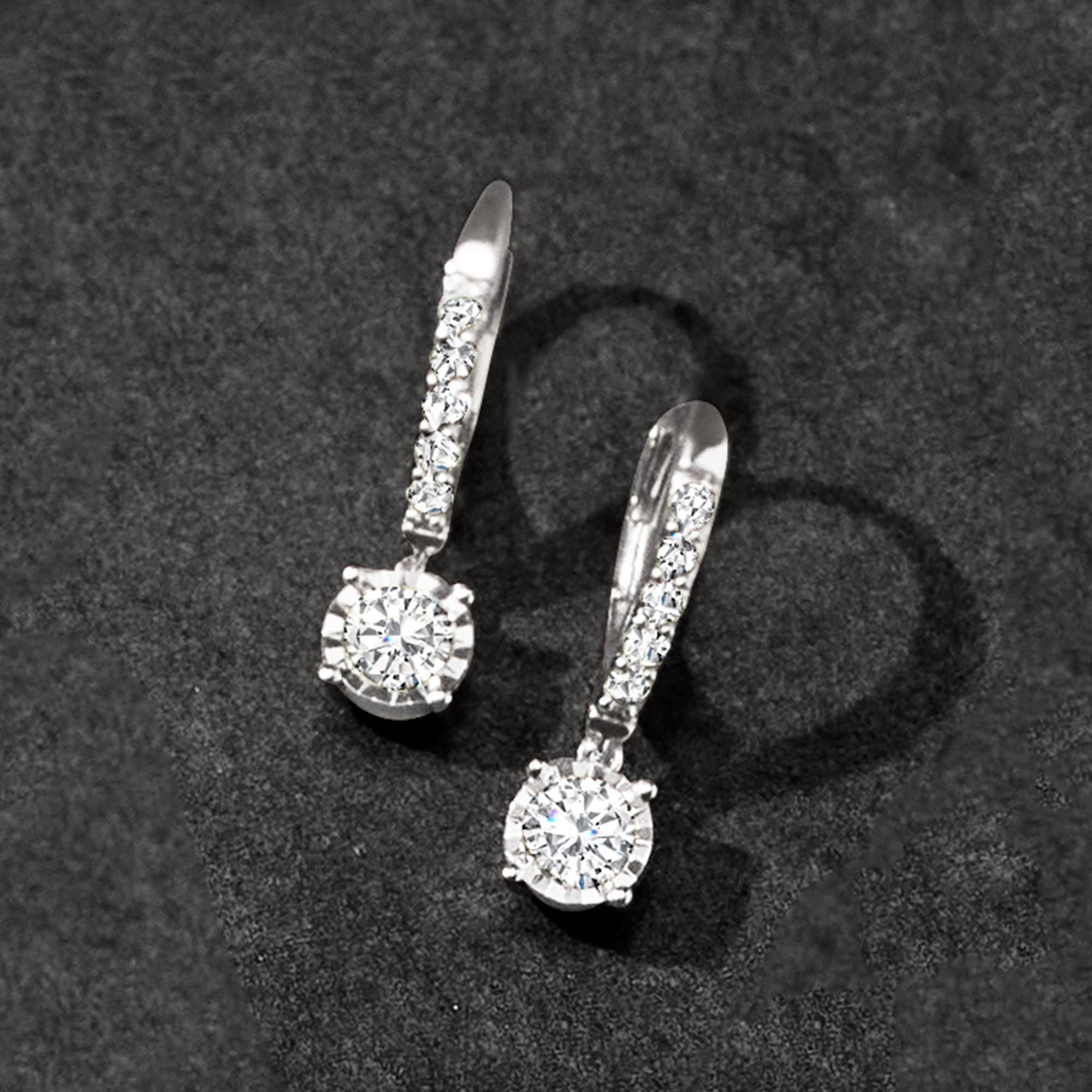 Ross-Simons 1.00 ct. t.w. Diamond Drop Earrings in 14kt White Gold