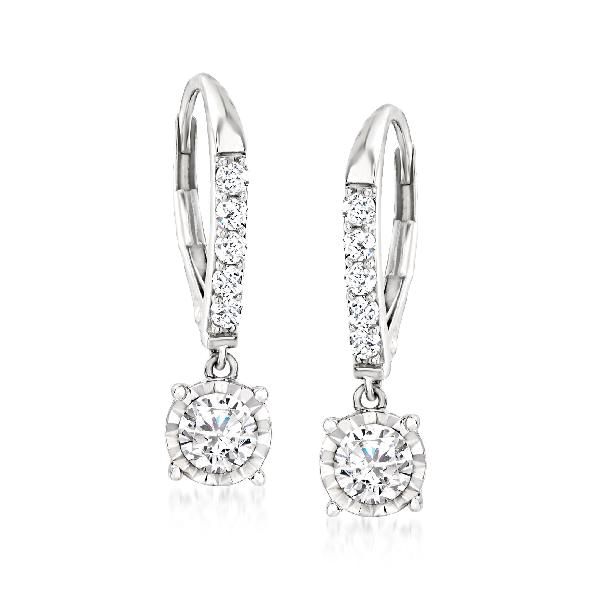 Ross-Simons 1.00 ct. t.w. Diamond Drop Earrings in 14kt White Gold
