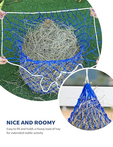 Harrison Howard Slow Feed Hay Net for Horses with 2"x2" Mesh Holes Goat Feeder Blue 40-Inch