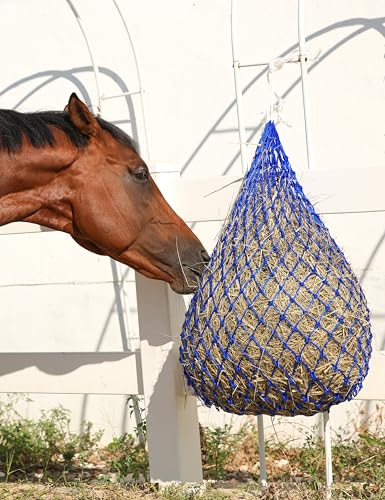 Harrison Howard Slow Feed Hay Net for Horses with 2"x2" Mesh Holes Goat Feeder Blue 40-Inch