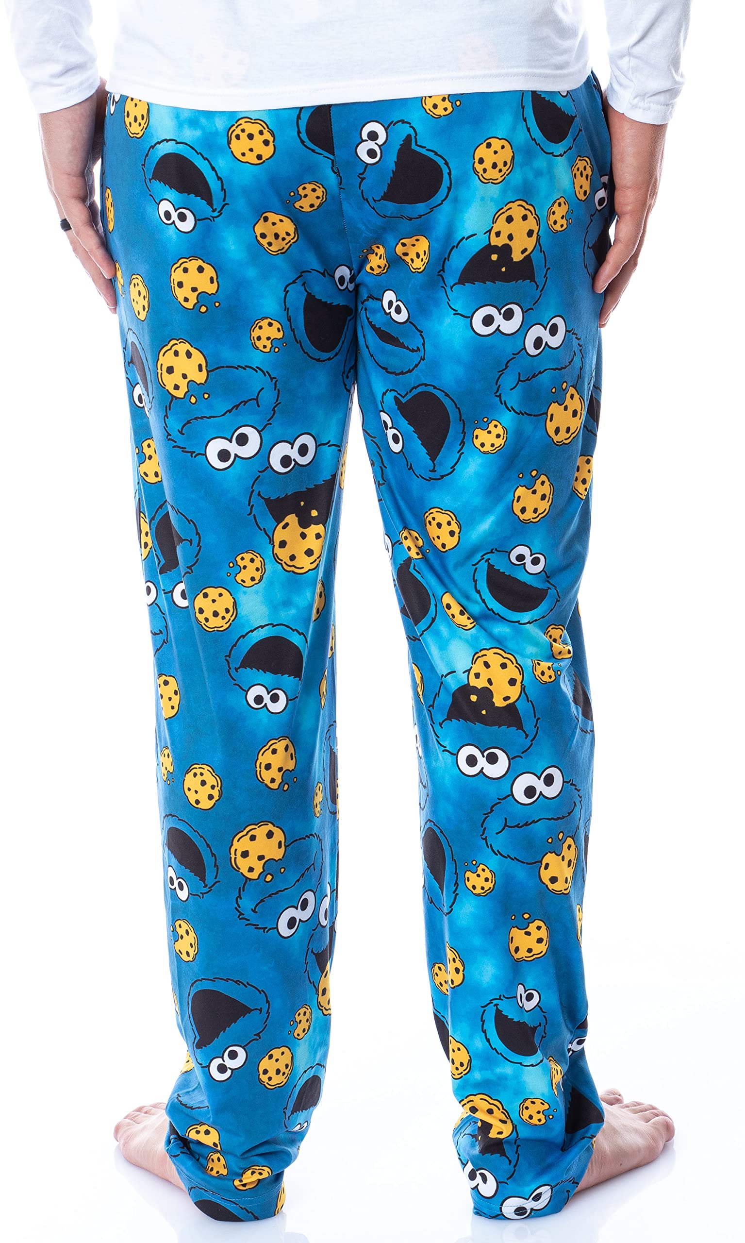 Sesame Street Men's Cookie Monster Tie Dye Adult Sleep Lounge Pajama Pants (Large) Blue