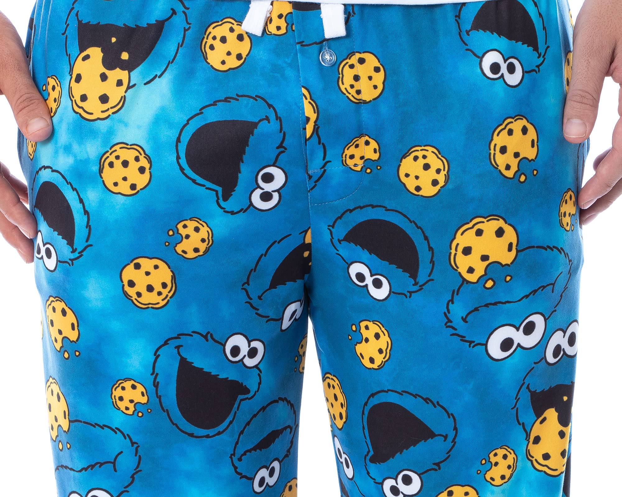 Sesame Street Men's Cookie Monster Tie Dye Adult Sleep Lounge Pajama Pants (Large) Blue