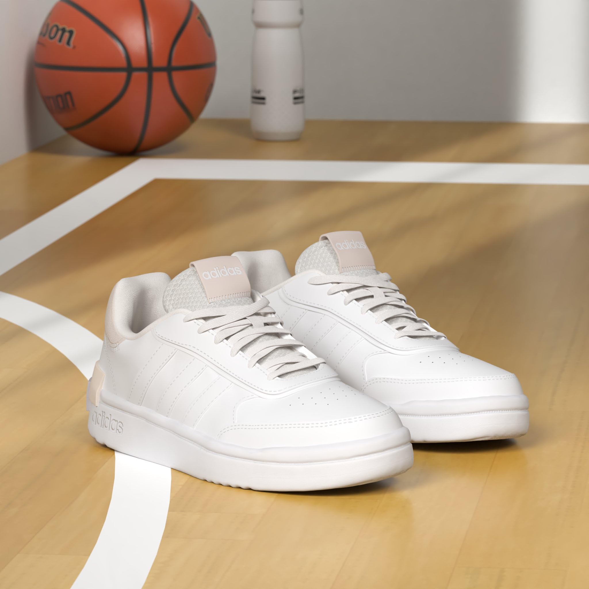 adidas Women's Postmove Basketball Shoe, White/White/Chalk White, 6