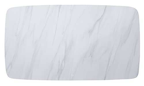 Knocbel Modern Marble Dining Table with Wooden Trestle Base, 150lbs Weight Capacity, 40" W x 72" L x 30" H (White Marble and Weathered Gray)