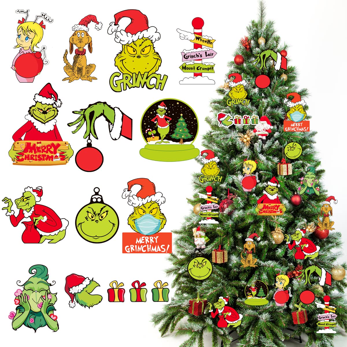 Christmas Tree Ornaments, 24Pcs Felt Hanging Charms Christmas Tree Ornament Xmas Holiday Decorations