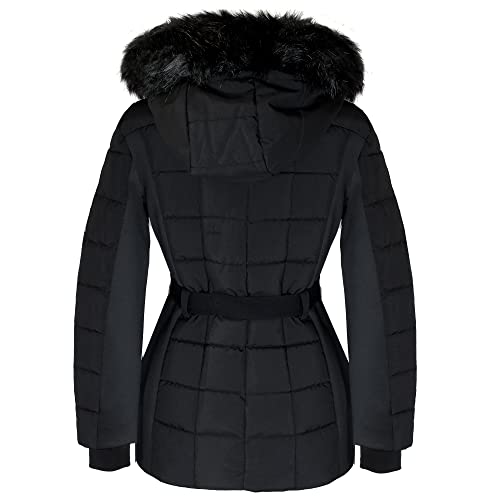 Michael Michael Kors Women's Black Scuba Stretch Belted Active Coat (US, Alpha, Large, Regular, Regular, Black)