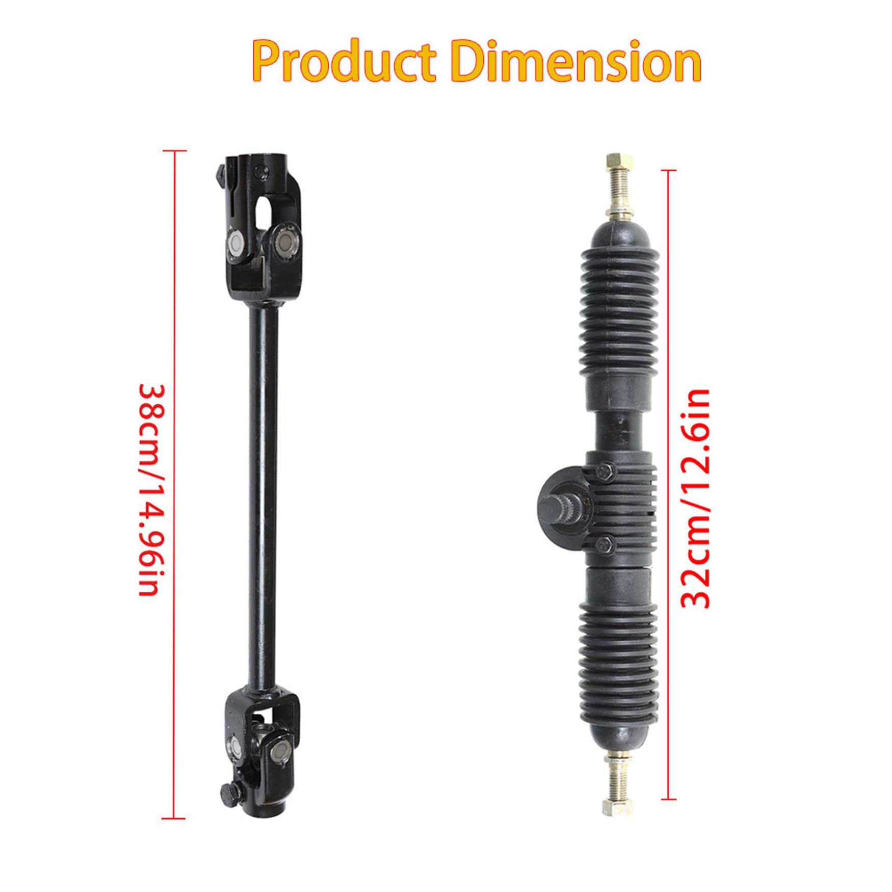 WFLNHB Steering Wheel Steel Kit Gear Rack Pinion Adjustable Shaft Set Replacement for 110cc Go Kart