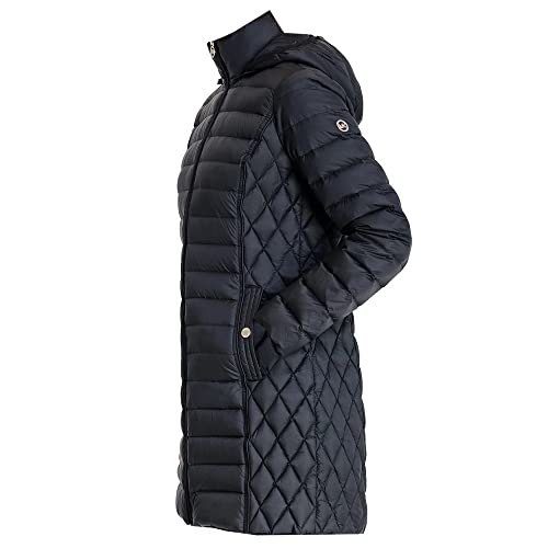Michael Michael Kors Women's Black Hooded Down Packable Jacket Coat with Removable Hood 3/4 Length Long (as1, alpha, x_l, regular, regular, XL)