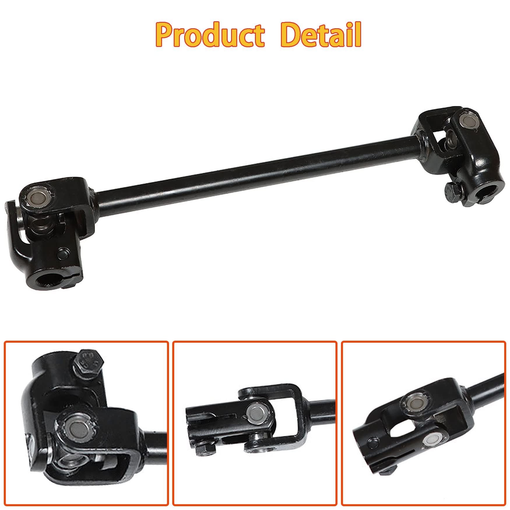 WFLNHB Steering Wheel Steel Kit Gear Rack Pinion Adjustable Shaft Set Replacement for 110cc Go Kart
