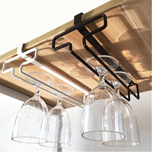 GVISAY Wine Glass Rack High-Footed Wine Glass Rack Upside-Down Free Punch Red Wine Glass Rack Kitchen Hanging Rack (Color : Black, Size : One Size)