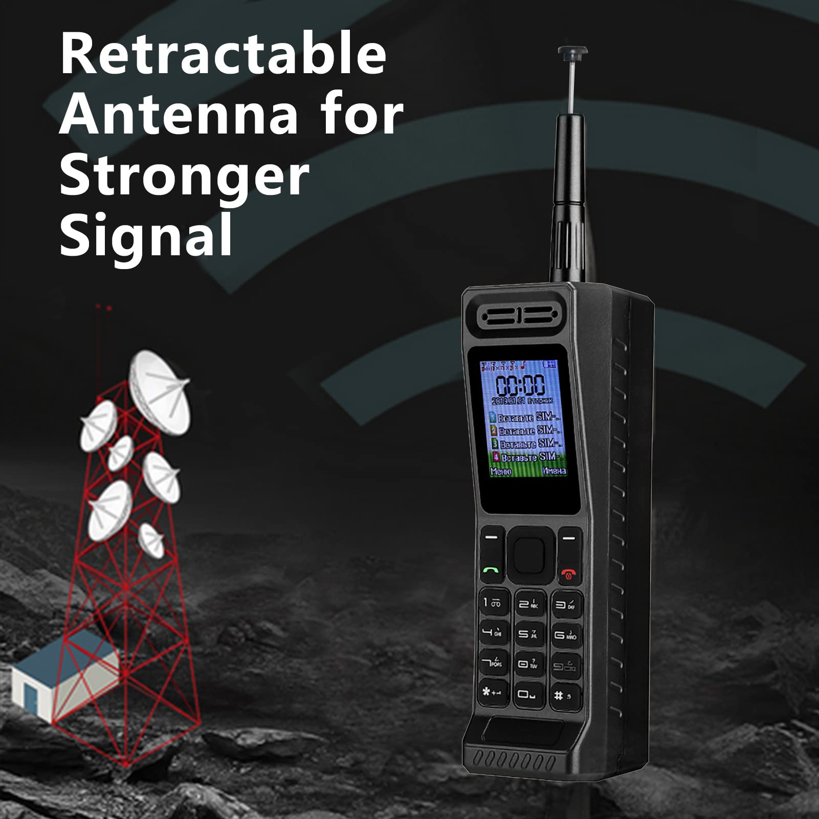 Limouyin Vintage Cell Phone, Retro Brick Cell Phone Four Card Four Standby Quad?Band 2G Bluetooth Mobile Phone 4800mAh Long Standby Big Phone for Seniors(Black)