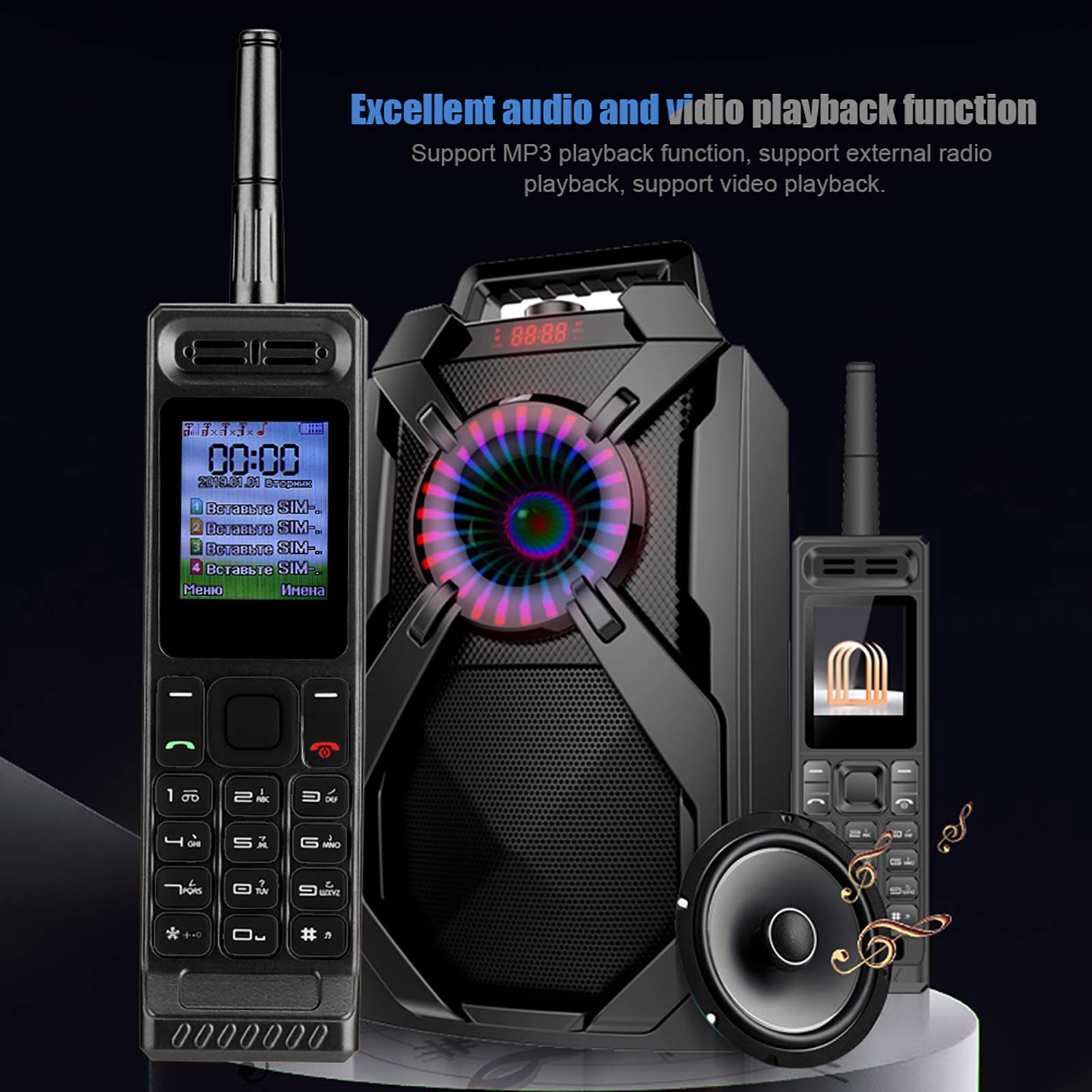 Limouyin Vintage Cell Phone, Retro Brick Cell Phone Four Card Four Standby Quad?Band 2G Bluetooth Mobile Phone 4800mAh Long Standby Big Phone for Seniors(Black)