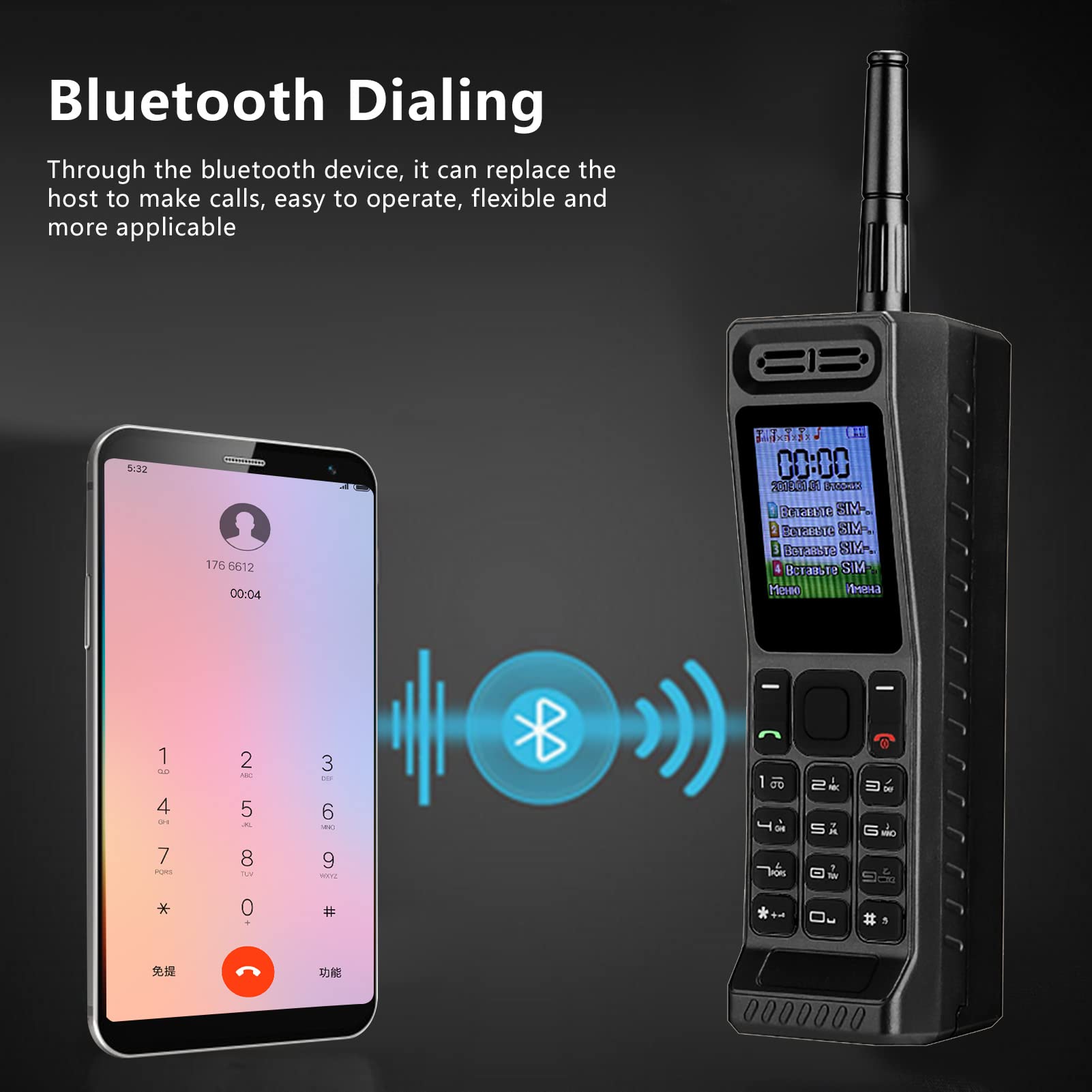 Limouyin Vintage Cell Phone, Retro Brick Cell Phone Four Card Four Standby Quad?Band 2G Bluetooth Mobile Phone 4800mAh Long Standby Big Phone for Seniors(Black)