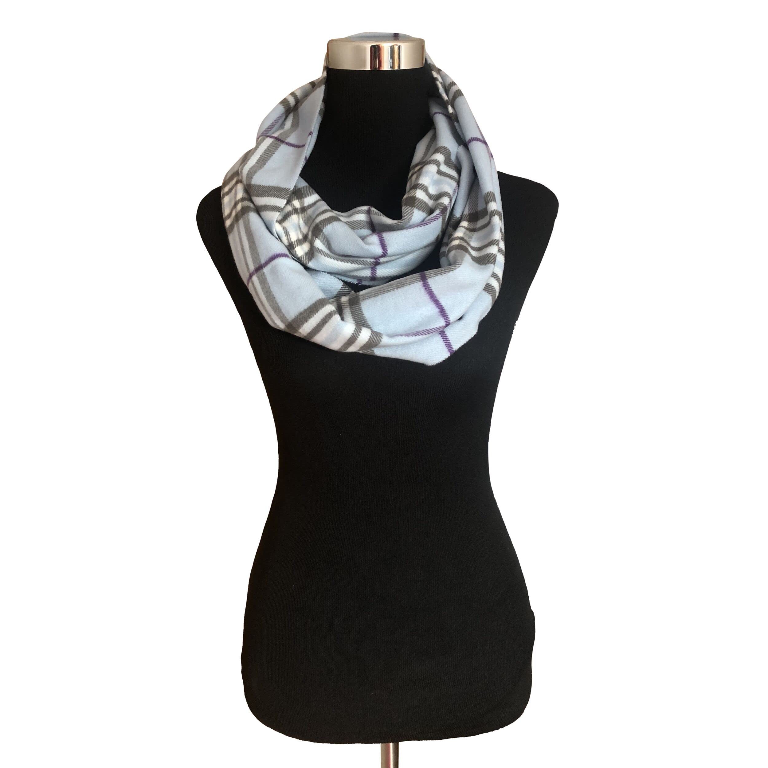 Unisex Women's Stylish Plaids & Check Cashmere Winter Infinity Cowl Scarf (Baby Blue)