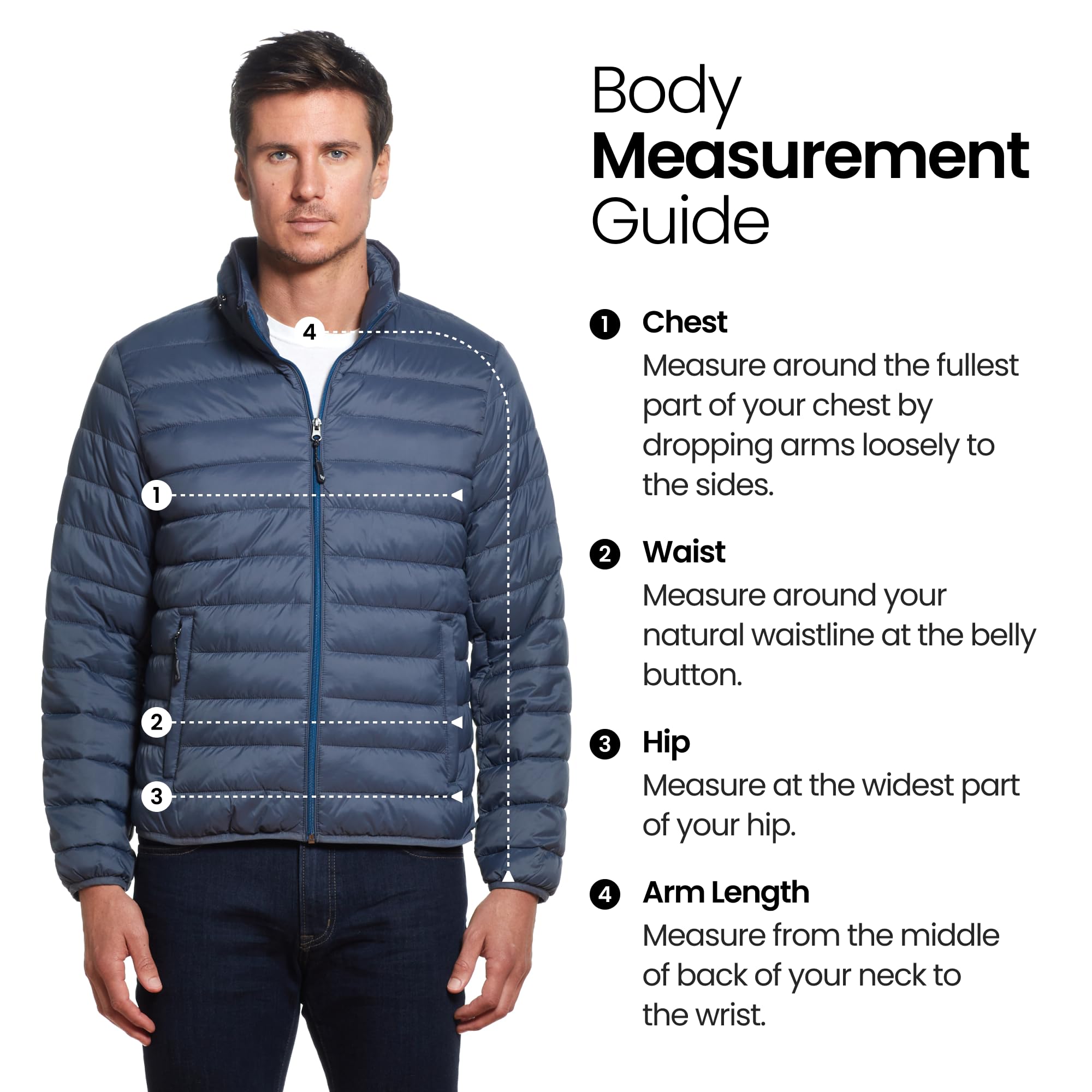 Weatherproof Men's Puffer Jacket, Lightweight Alternative Down Jacket with Packable Travel Neck Pillow, Travel-Ready Winter Jackets for Men, Water & Wind Resistant, Pewter, Medium