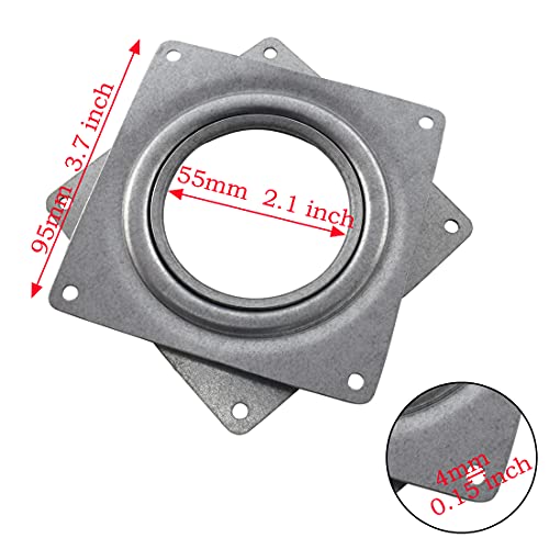 SDTC Tech 2 Packs 4 inch Lazy Susan Turntable Bearings Square Rotating Plate Swivel 360 Degree for Trays, Kitchen Storage Racks, Craft Projects, Kitchen Cabinet, Makeup Holder