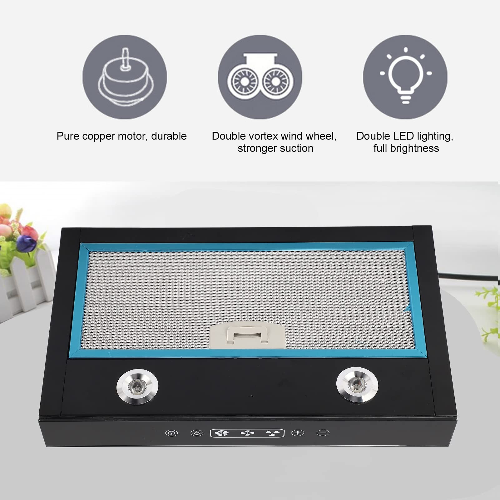1 Set Under Cabinet Range Hood 12V Cooking Range Hood 3 Speed Adjustable with Touchable Screen LED Light Suitable for RV Yacht Kitchen