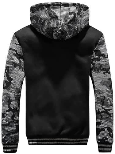 Maener Men's Zip Up Heavyweight Hoodie Warm flannel Hooded Coat Sherpa Lined Fleece Outerwear Thick Warm Sweatshirt Jacket