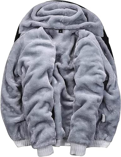 Maener Men's Zip Up Heavyweight Hoodie Warm flannel Hooded Coat Sherpa Lined Fleece Outerwear Thick Warm Sweatshirt Jacket