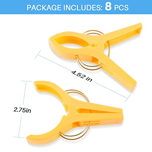 Beach Towel Clips Chair Clips Towel Holder,Plastic Clothes Pegs Hanging Clip Clamps (Pack of 8)