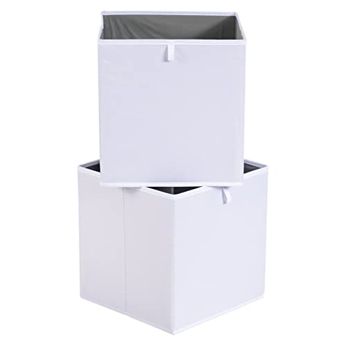 Amazon Basics Cube Organizer Bins, Collapsible Storage Baskets for Shelves, White, Pack of 6, 13x15x13"
