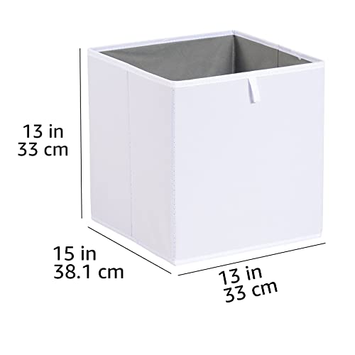 Amazon Basics Cube Organizer Bins, Collapsible Storage Baskets for Shelves, White, Pack of 6, 13x15x13"