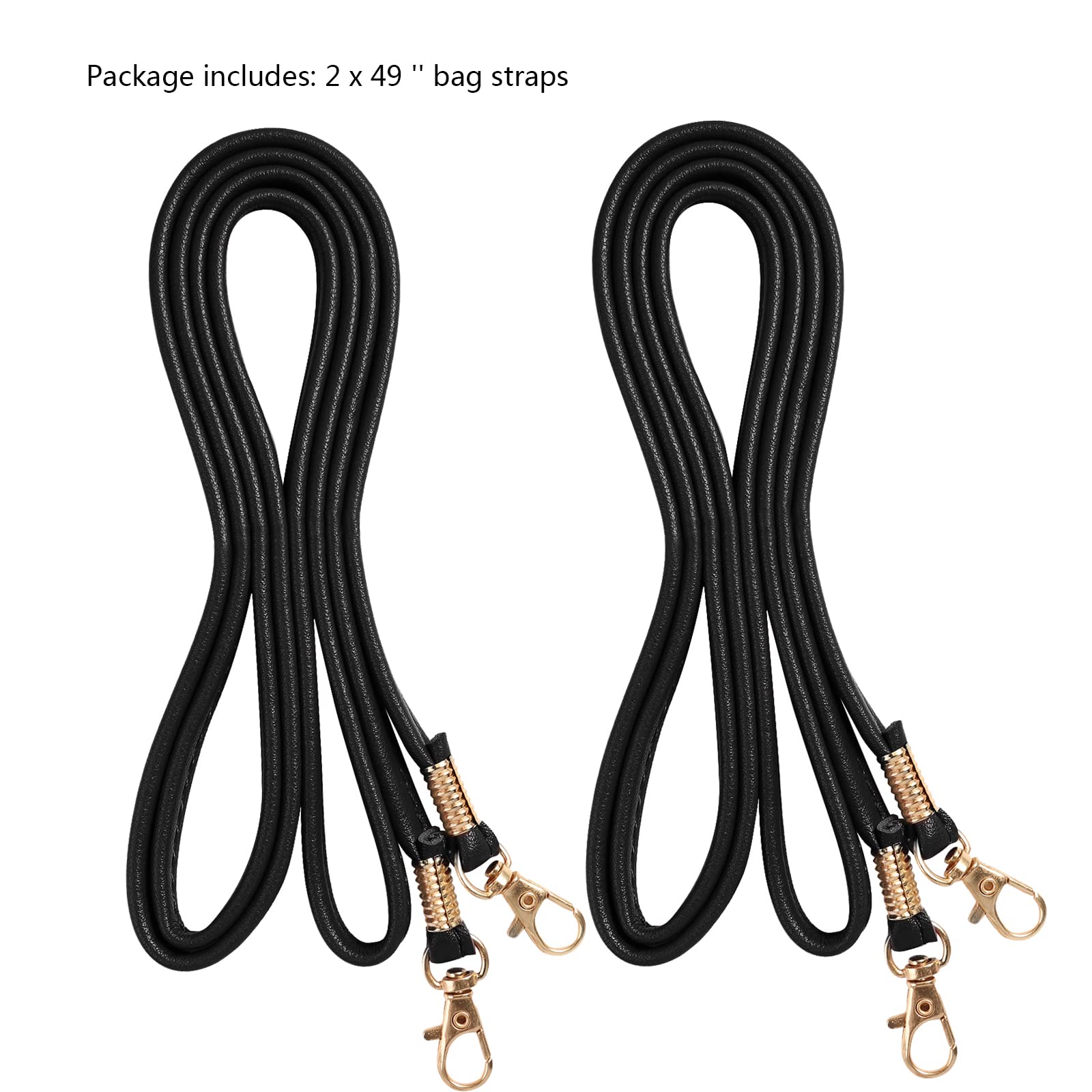 Bobrand Premium Leather Crossbody Strap Replacement for Touch Screen Cross Body Shoulder Bag Wallet Purse Wristlet Bags Straps Handbag Long Thin Strap Black (2 Pack) 49inch