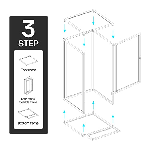 REPTI ZOO Foldable 50 Gallon Reptile Screen Cage, 18" x 18"x 36" Vertical Air Cage Mesh Screen Terrarium with Collapsible Net Side Panels and Acrylic Door, Front Opening Tank for Chameleon