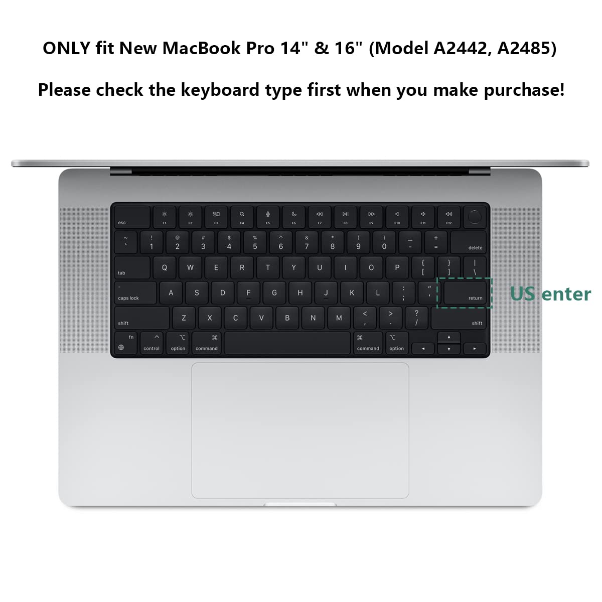 Batianda Premium Gradient Color Keyboard Cover for New MacBook Pro 14'' Pro 16'' 2024 2023 M4 M3 M2 M1 Pro/Max Chip & New MacBook Air 13 15 inch Soft-Touch Silicone Protective Skin,Black