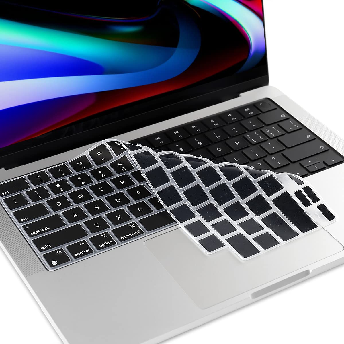 Batianda Premium Gradient Color Keyboard Cover for New MacBook Pro 14'' Pro 16'' 2024 2023 M4 M3 M2 M1 Pro/Max Chip & New MacBook Air 13 15 inch Soft-Touch Silicone Protective Skin,Black