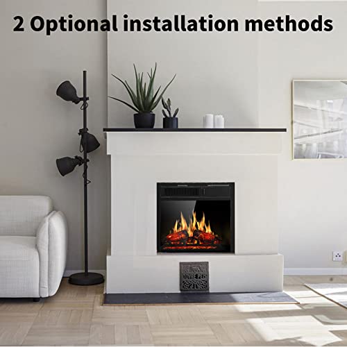 R.W.FLAME Electric 20'' Fireplace Wooden Surround Firebox Free Standing, Adjustable Led Flame, Remote Control 750-1500W(20''X18'')