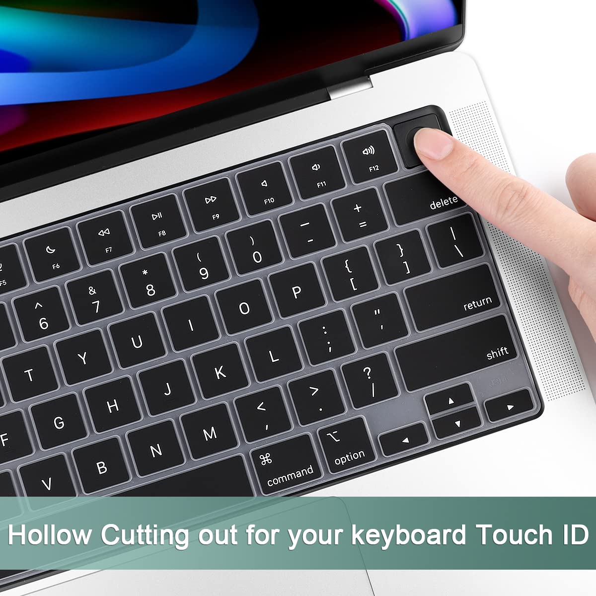 Batianda Premium Gradient Color Keyboard Cover for New MacBook Pro 14'' Pro 16'' 2024 2023 M4 M3 M2 M1 Pro/Max Chip & New MacBook Air 13 15 inch Soft-Touch Silicone Protective Skin,Black