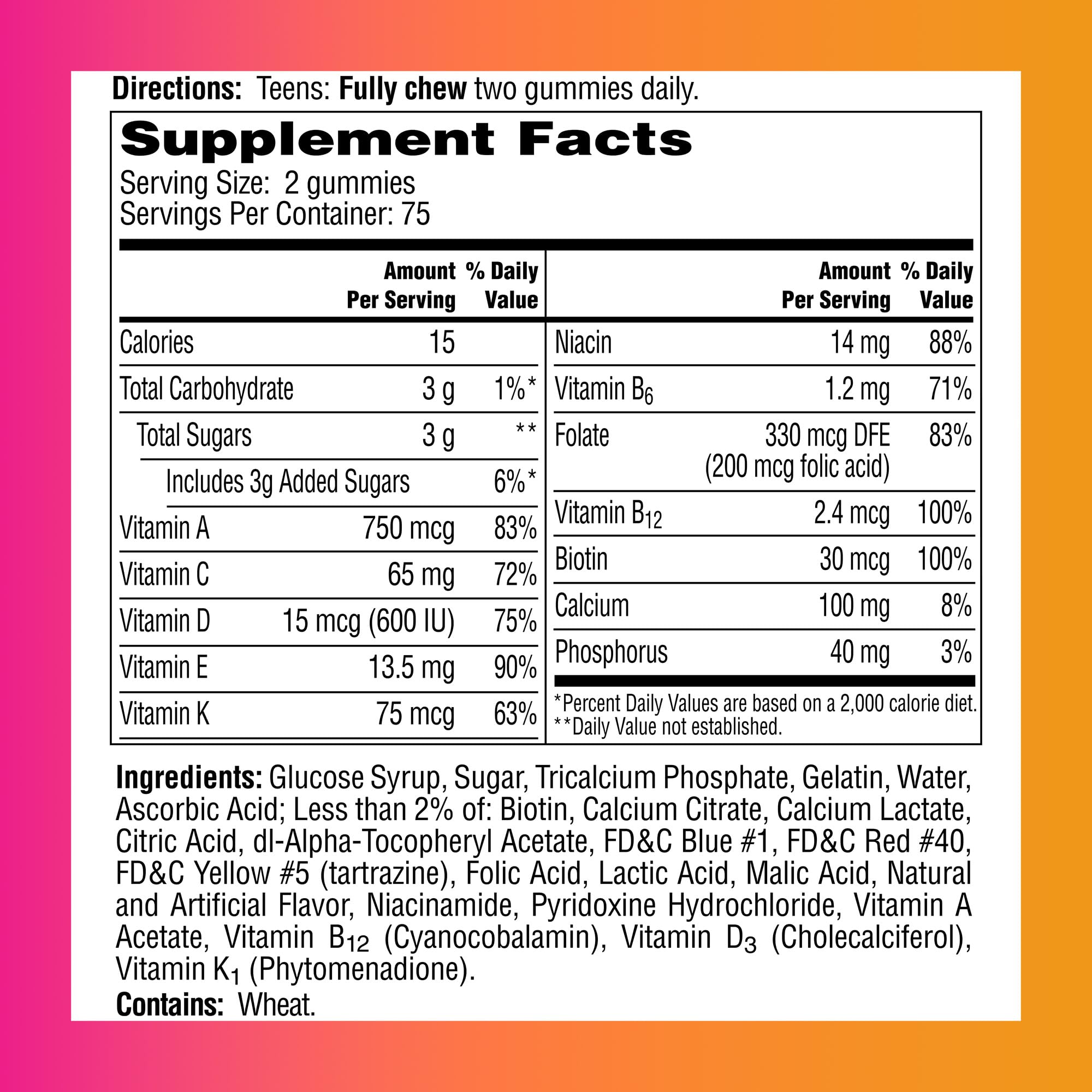 One A Day Teen for Her Multivitamin Gummies, Gummy Multivitamins with Vitamin A, C, D, E and Zinc for Immune Health Support, Physical Energy & more, 150 Count