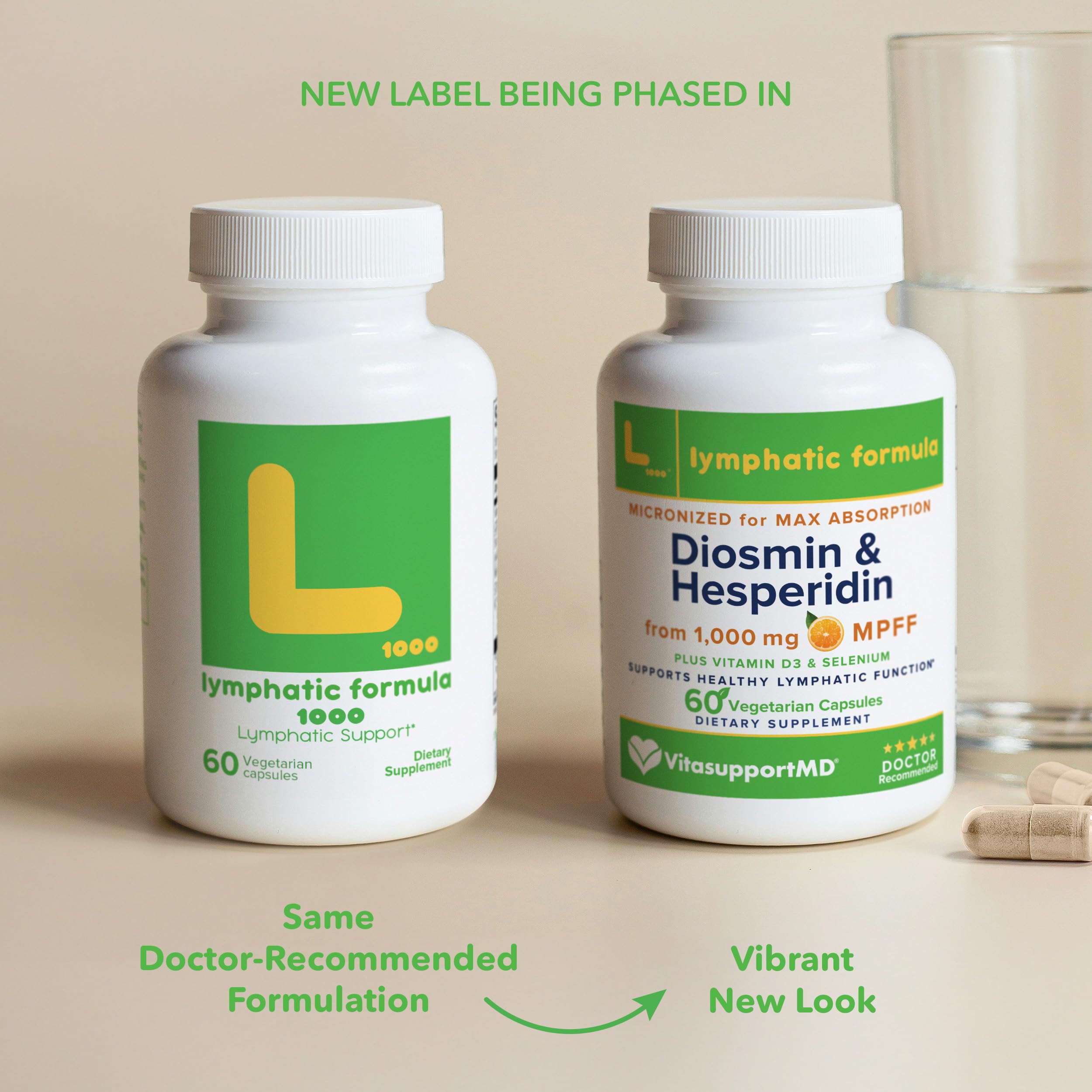 VITASUPPORTMD Lymphatic Formula, Diosmin Hesperidin 1000 mg, MPFF Lymphatic Support, Lymph System Support, Vitamin D3 and Selenium Supplement, 60 Capsules