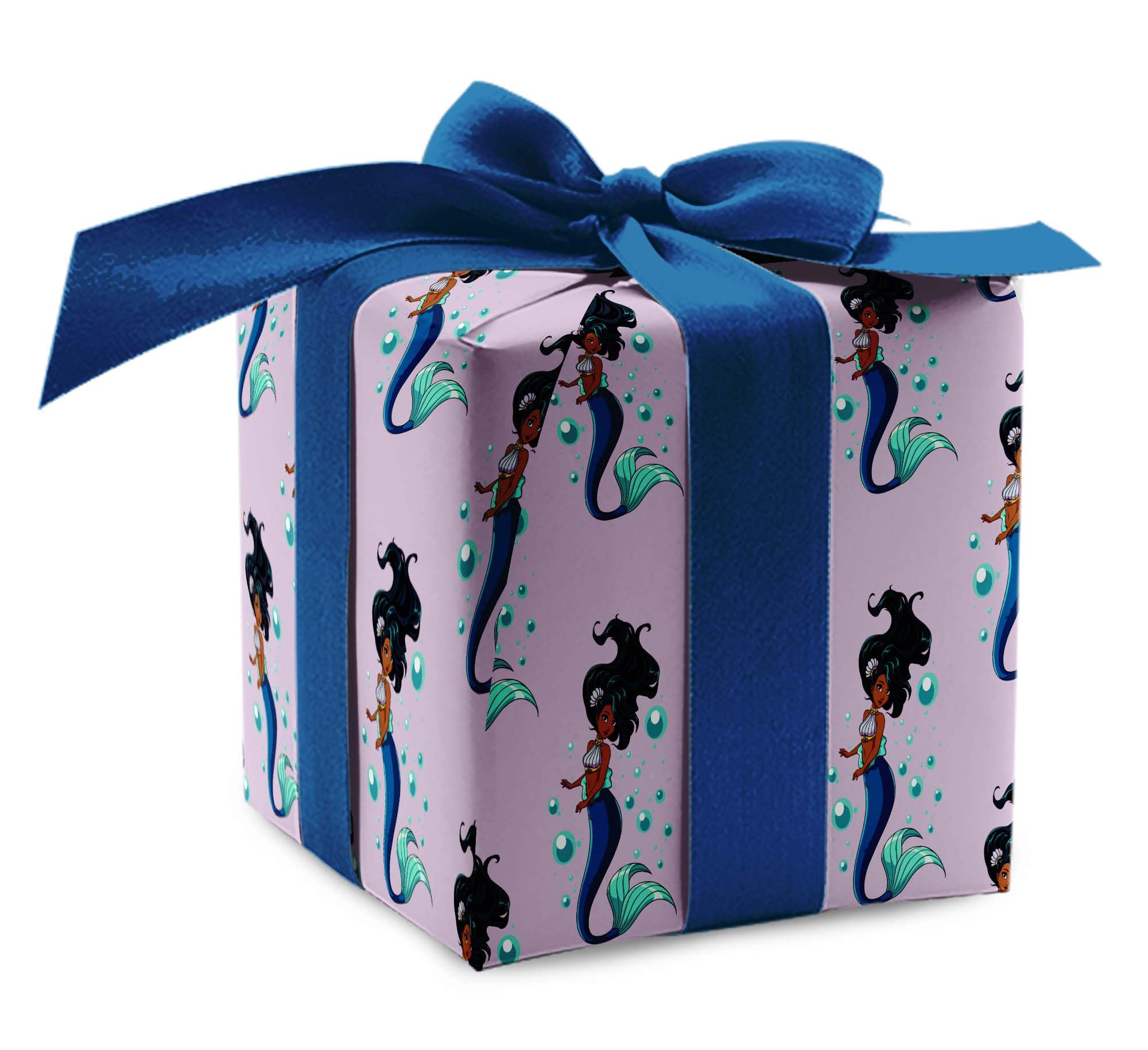 African American Black Mermaid Premium Purple Wrapping Paper Gift Wrap Birthday Present Party Decoration (One 20 inch x 30 inch sheet)