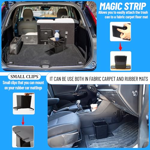 Car Trash Can for Vehicles Leakproof Compact Garbage Bin w/ Stability Flap, Anti-Slip Base, Portable Trash Holder for Cars, Trucks, SUVs, Minivans Compact, Auto Container Organizer (Black, Small)