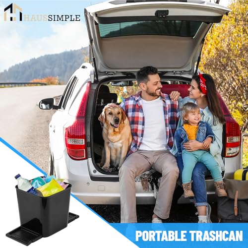 Car Trash Can for Vehicles Leakproof Compact Garbage Bin w/ Stability Flap, Anti-Slip Base, Portable Trash Holder for Cars, Trucks, SUVs, Minivans Compact, Auto Container Organizer (Black, Small)