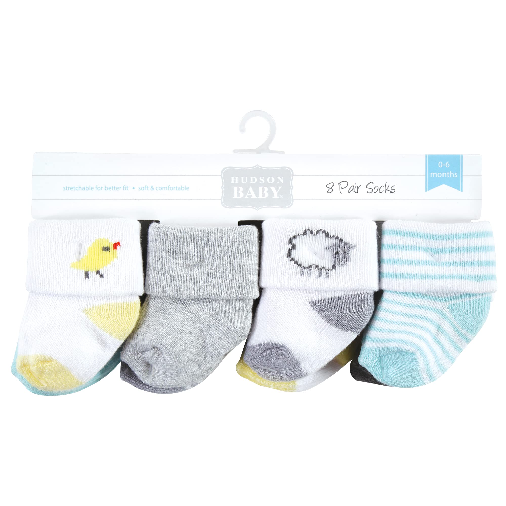 Hudson Baby baby girls Cotton Rich Newborn and Terry Socks, Farm, 0-6 Months US