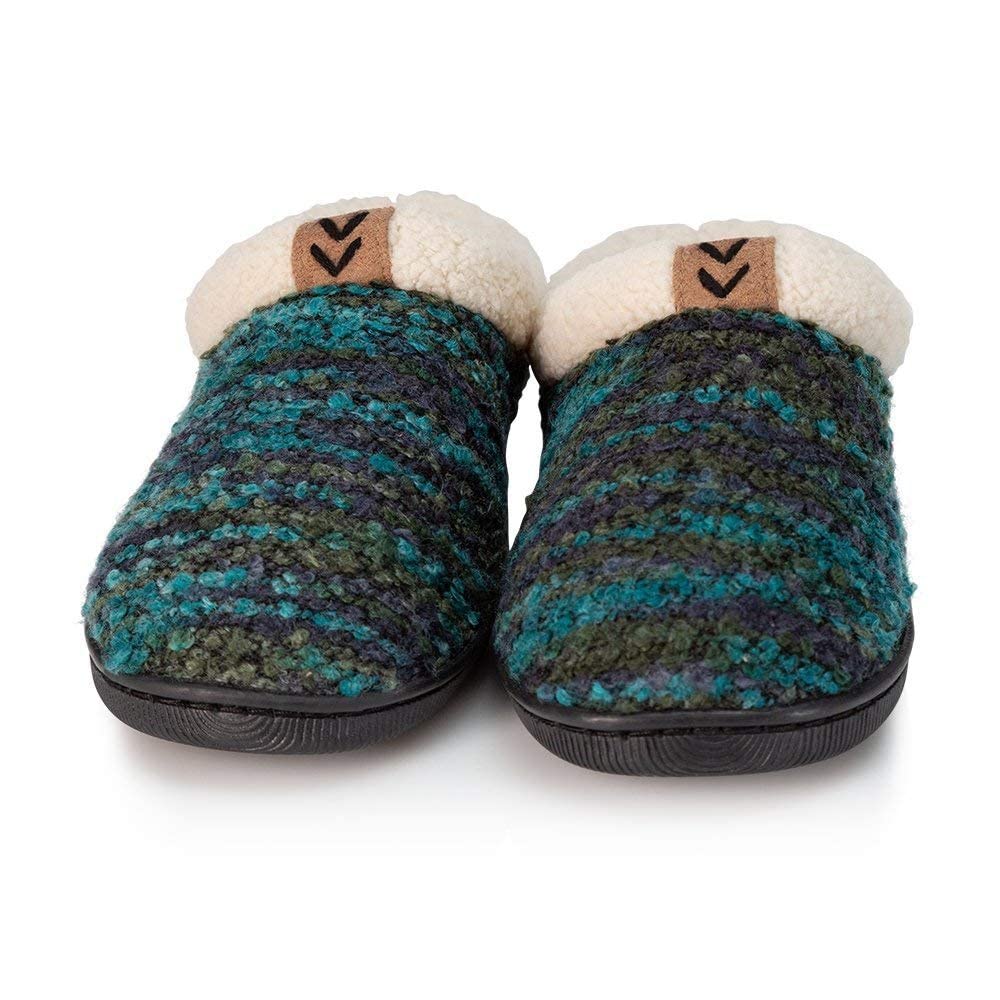 Pupeez Girls Knitted Fleece Lined Clog Slippers Blue 2/3