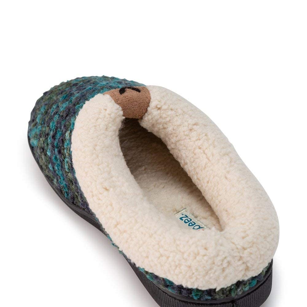 Pupeez Girls Knitted Fleece Lined Clog Slippers Blue 2/3