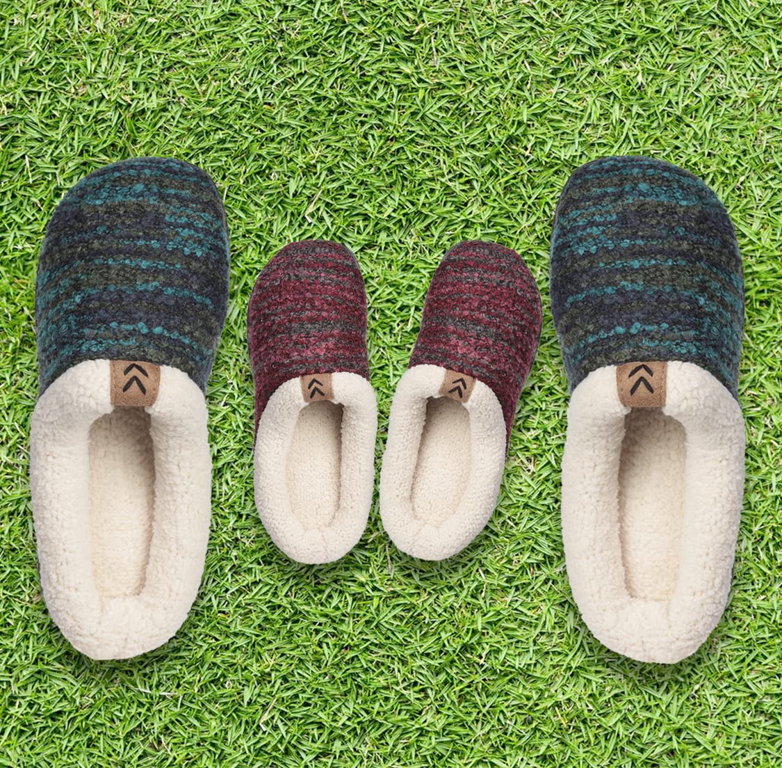 Pupeez Girls Knitted Fleece Lined Clog Slippers Blue 2/3